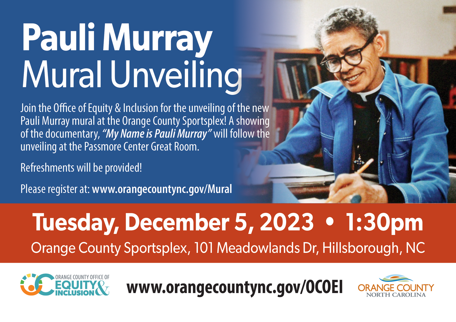 Celebrating a Legacy: Unveiling Mural of Rev. Dr. Pauli Murray | Orange ...