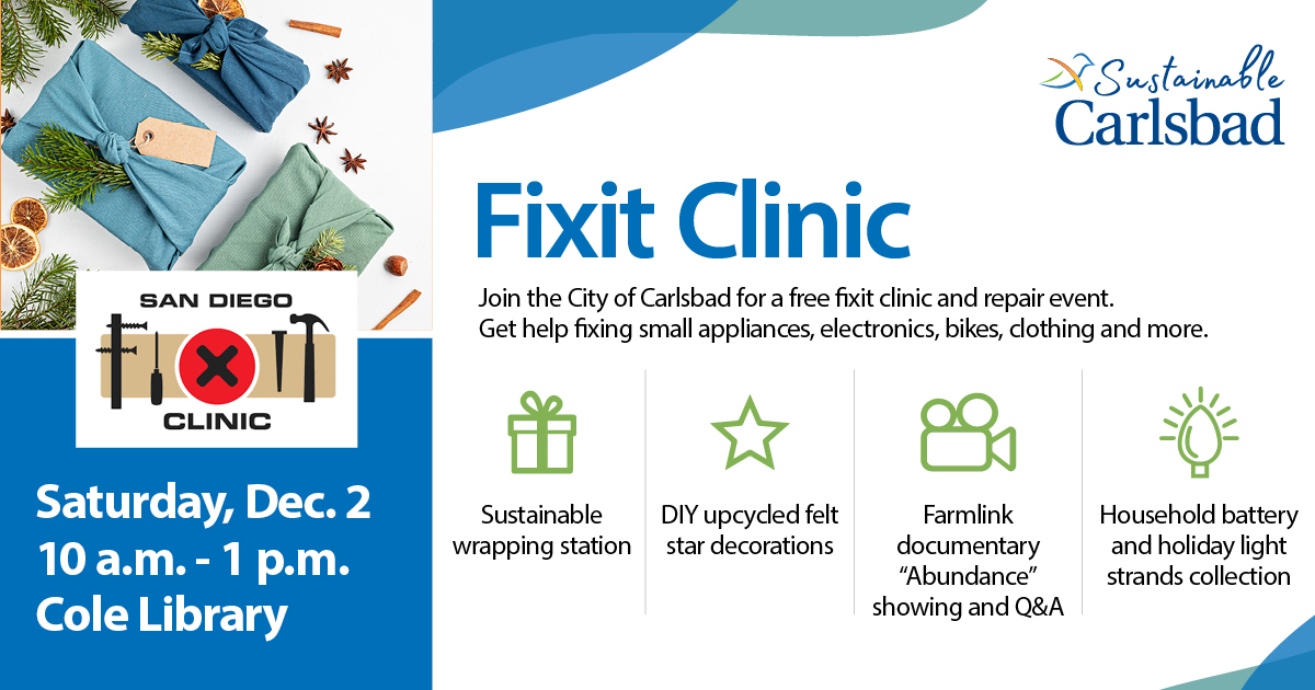 City of Carlsbad Fixit Clinic on Saturday, Dec. 2 at Georgina Cole ...