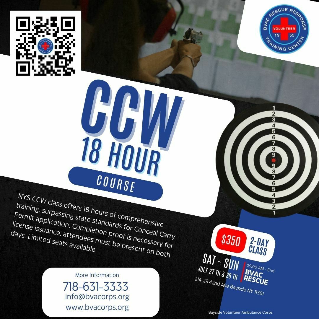 NYS Concealed Carry Weapons (CCW) class that spans 18 hours | BVAC ...