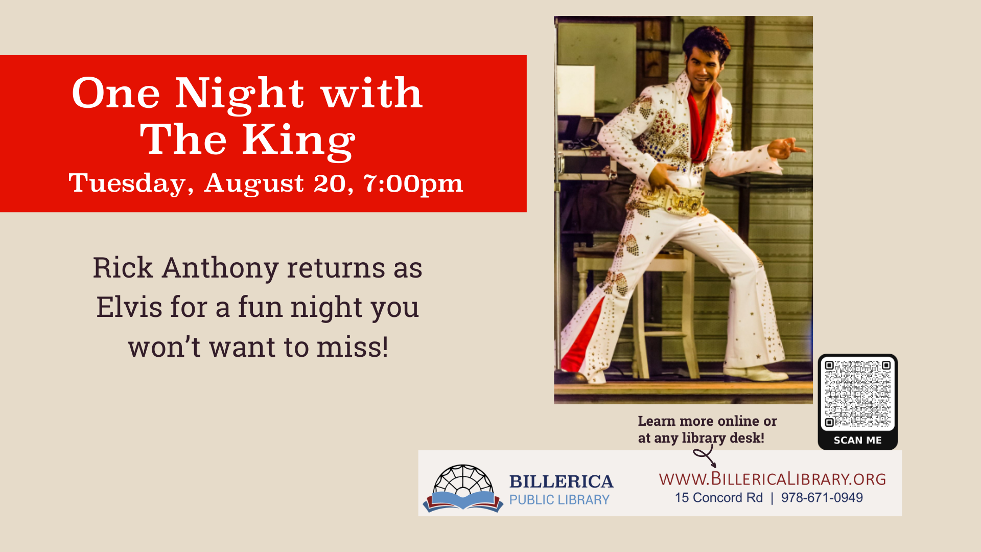 One Night with The King (Starring Rick Anthony as Elvis) | Billerica ...