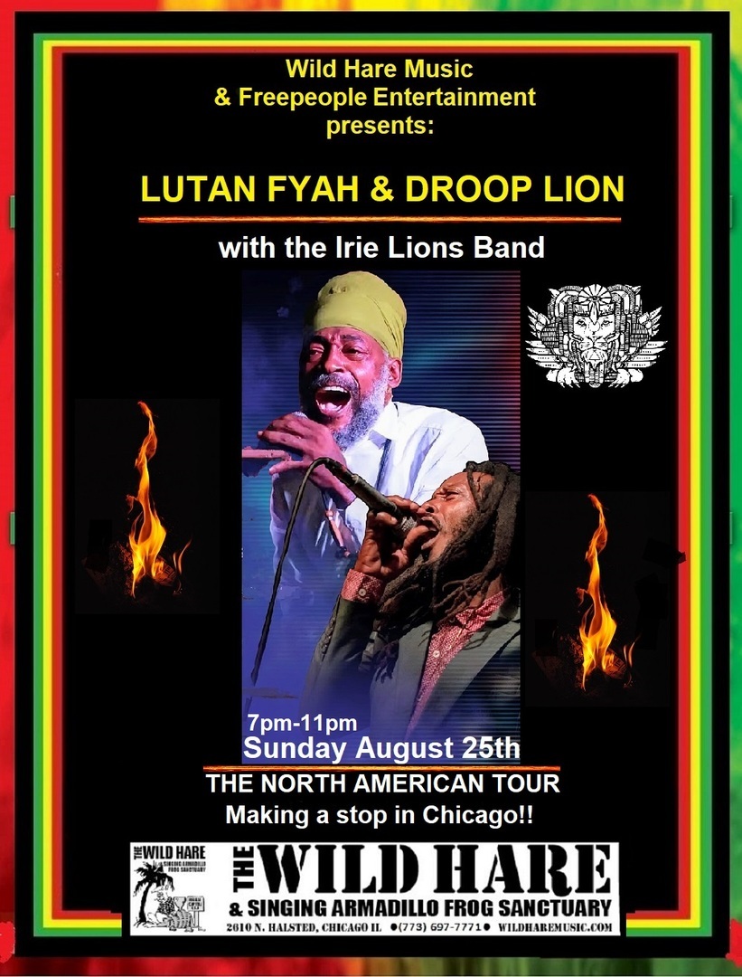 Int'l Reggae artists Lutan Fyah & Droop Lion with the Irie Lions Sunday ...
