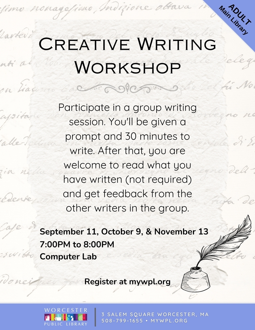 Creative Writing Workshop | Worcester Public Library | UpcomingEvents.com