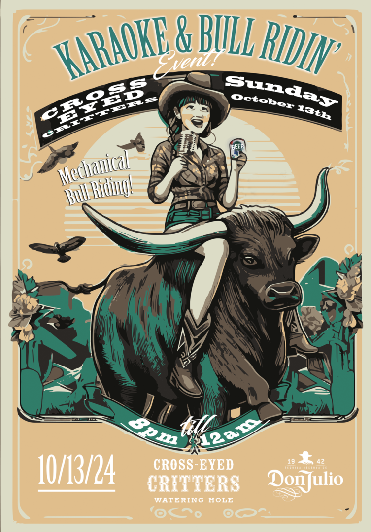 Bull Riding & Karaoke at Cross-Eyed Critters | Cross-Eyed Critters ...