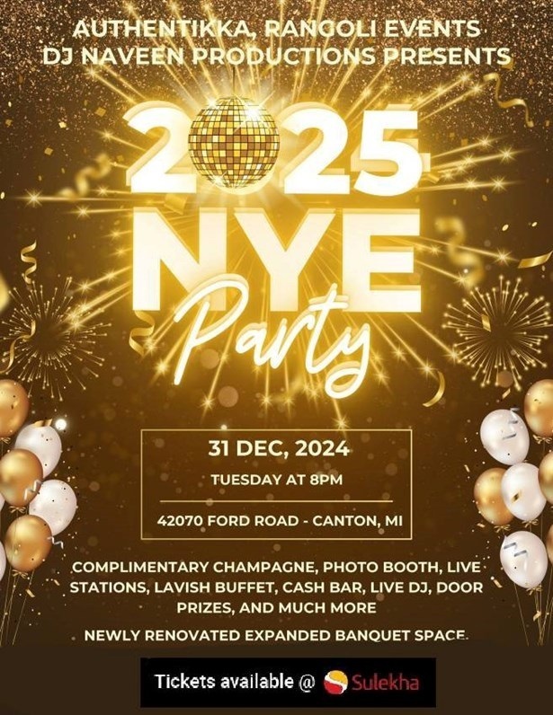 2025 NEW YEAR PARTY IN CANTON MI | Authentikka Indian Cuisine, Bar ...