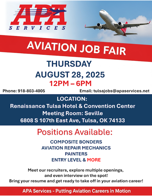 Aviation Hiring Event - APA Services | Renaissance Tulsa Hotel ...
