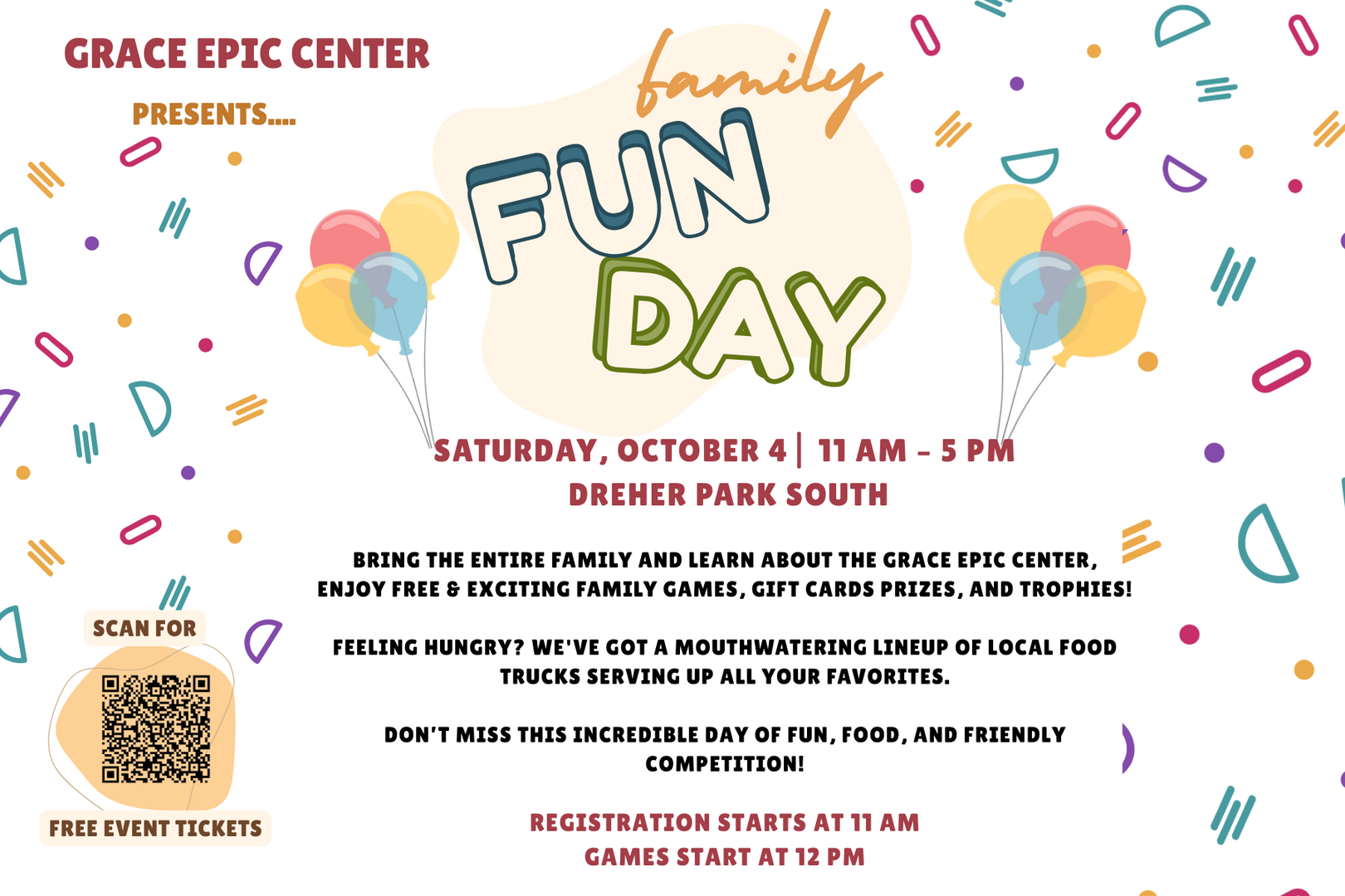 Rescheduled: Grace Epic Center's 1st Annual Family Fun Day | Dreher ...