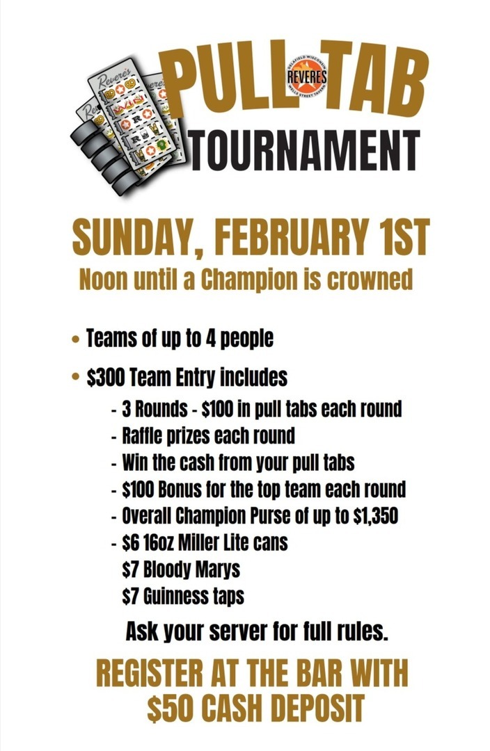 Pull Tab Tournament | Revere's Wells Street Tavern | UpcomingEvents.com
