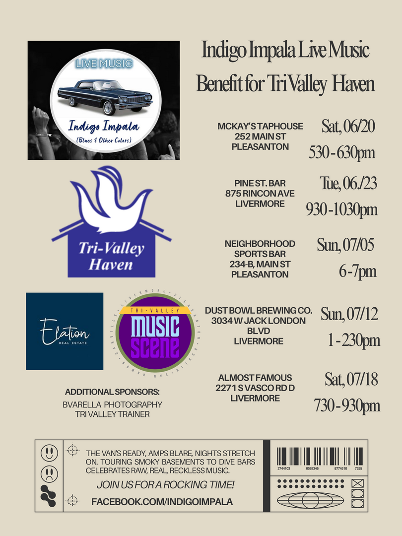 Fundraiser for Tri-Valley Haven Nonprofit, featuring Indigo Impala ...