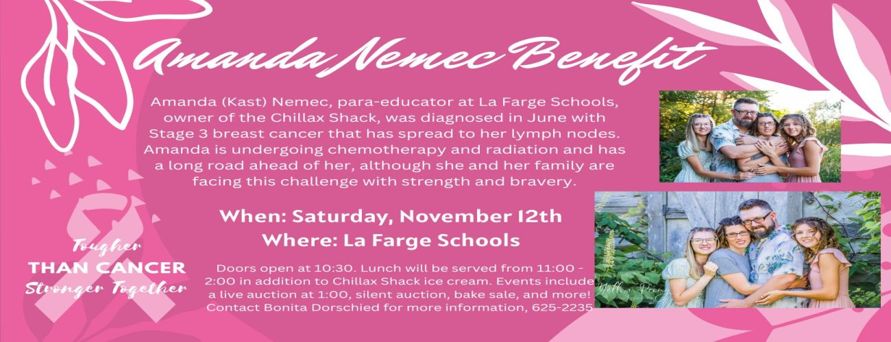 Benefit for Amanda Nemec and Family - November 12 | Lafarge Public ...