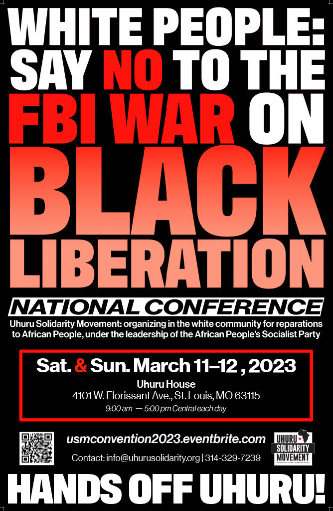 “White People: Say NO to FBI War on Black Liberation” National ...