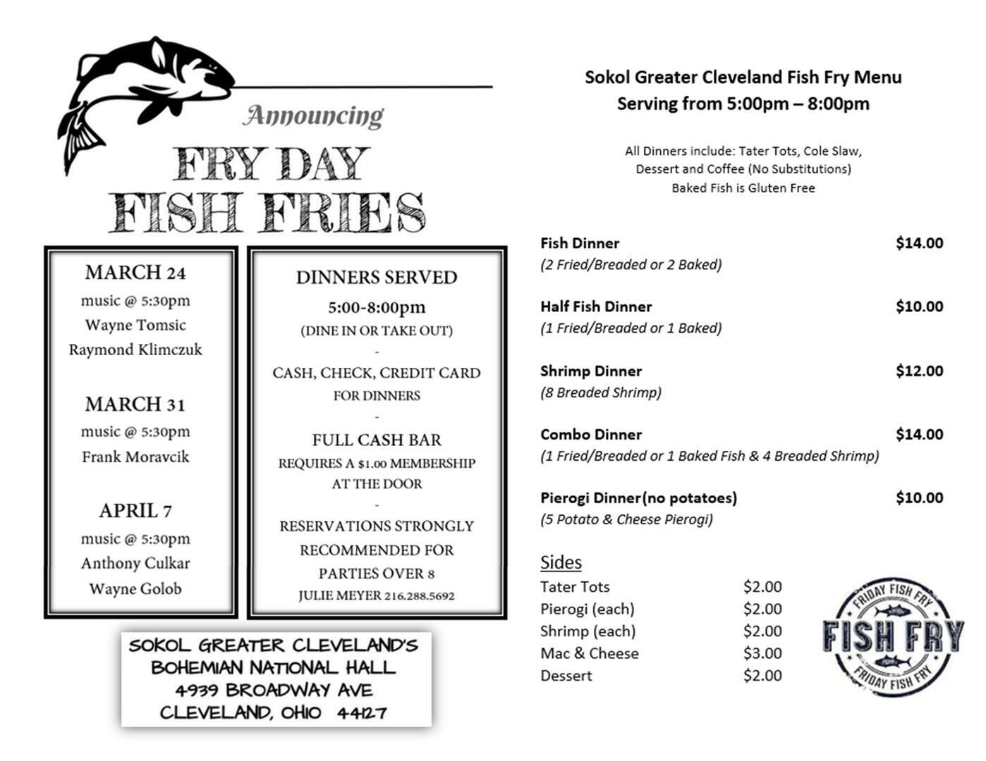 Fry Day Fish Fries | Bohemian National Hall | UpcomingEvents.com